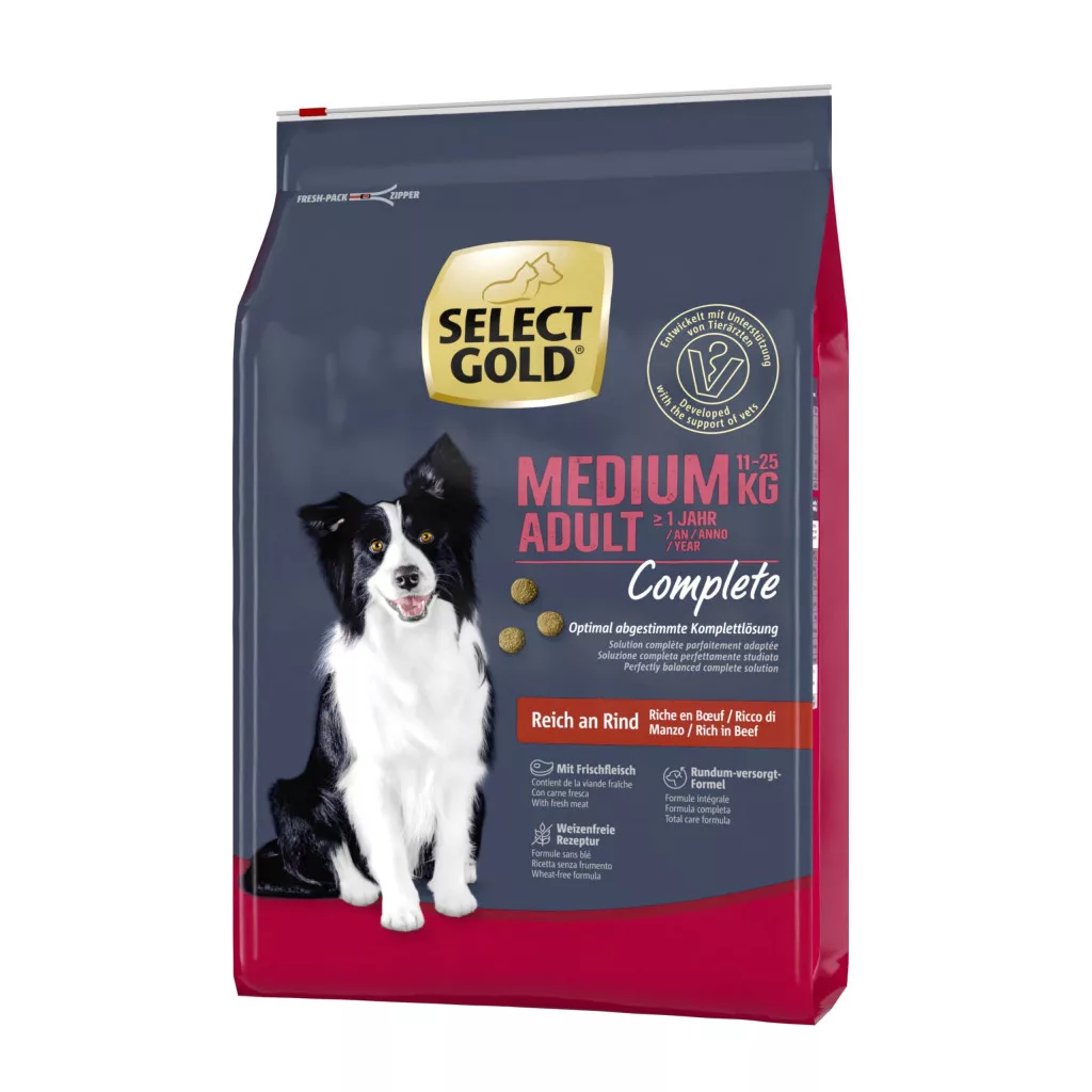 Select Gold Complete száraz kutyaeledel medium adult marha 4