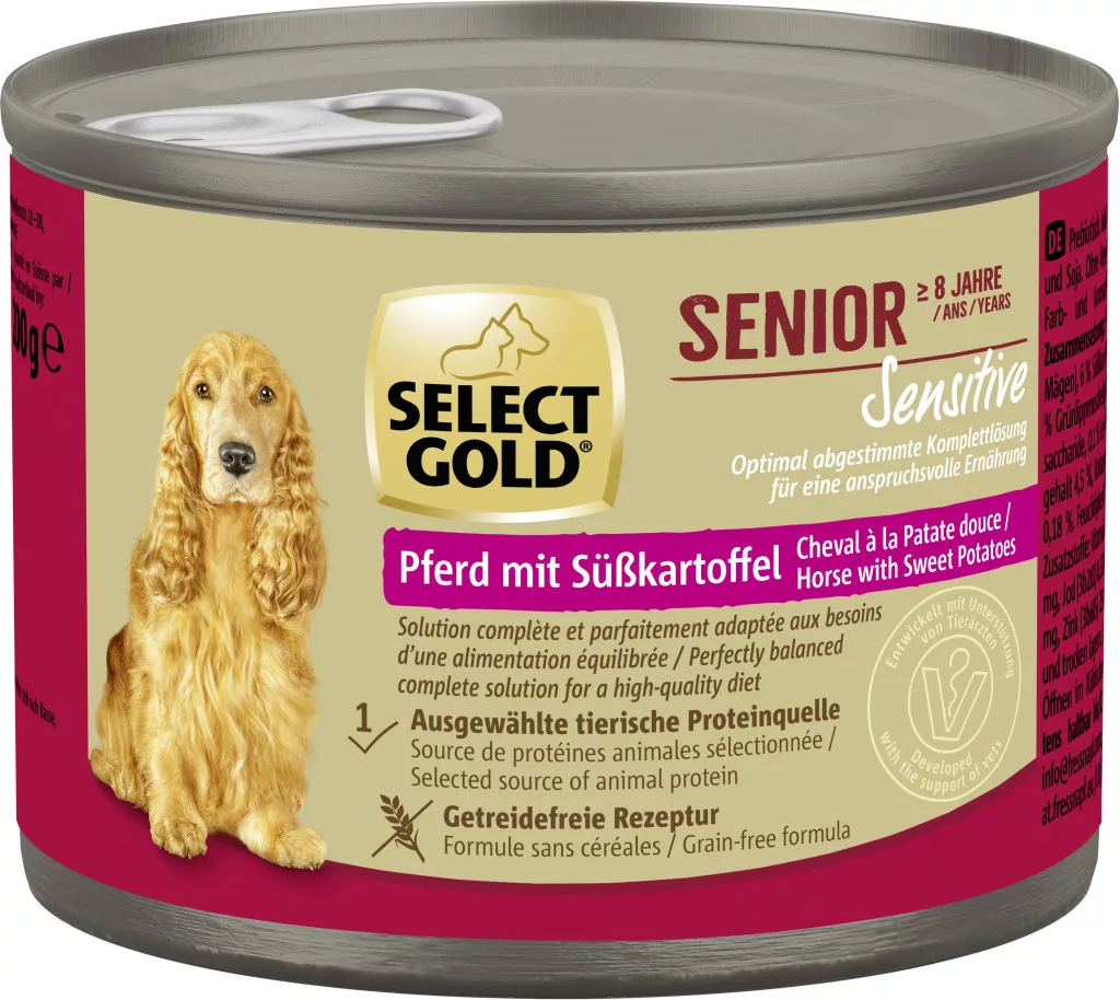 Select Gold Sensitive senior kutyaeledel konzerv ló&édesburg